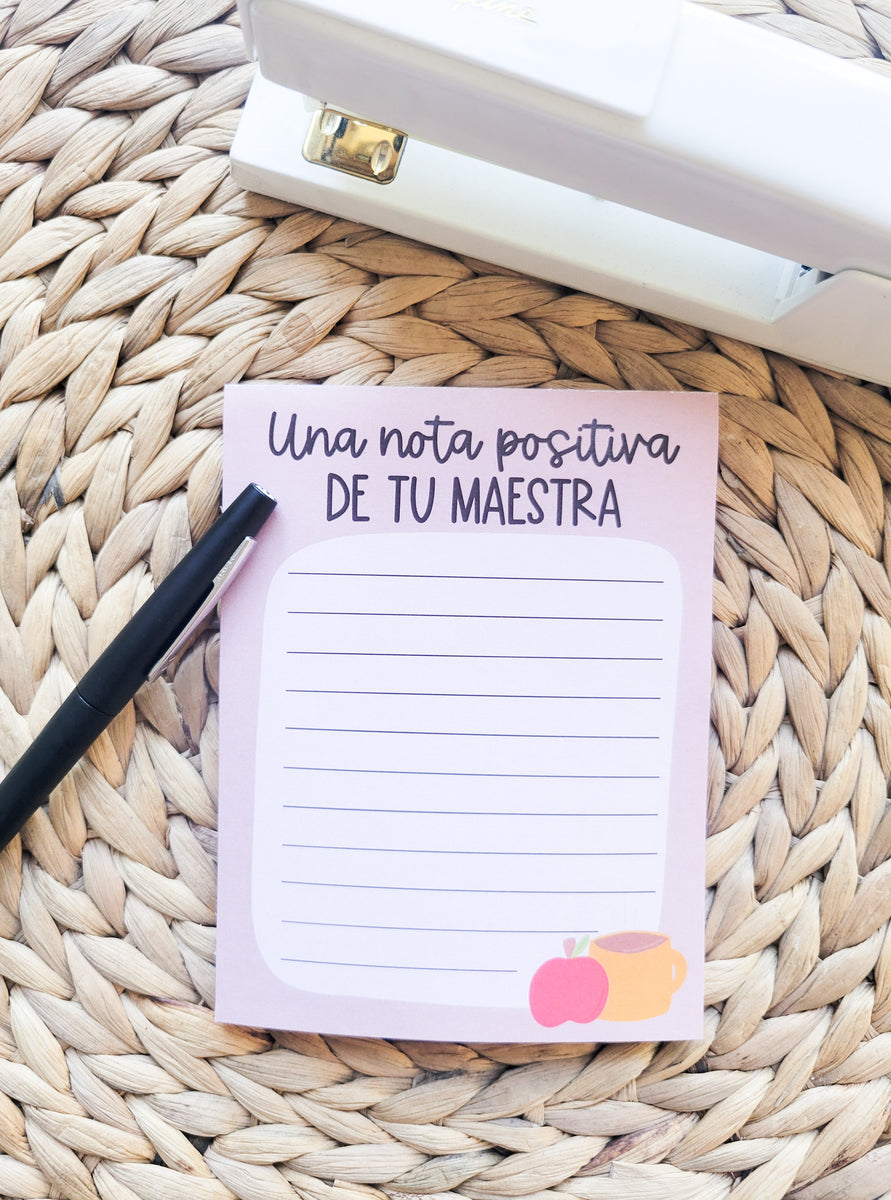 A Positive Note from the Teacher Note Pad (Bilingual Options) – The ...