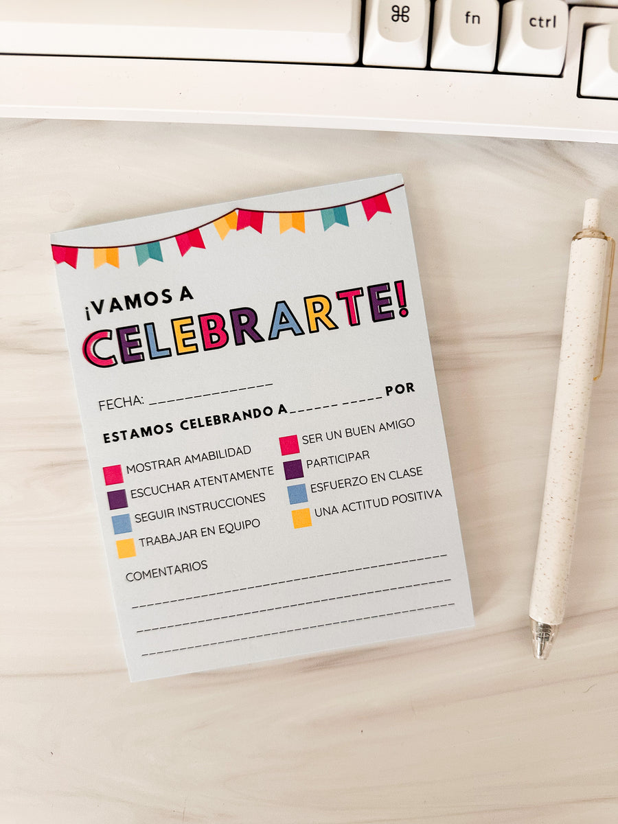 Celebration Note Pad for Positive Reinforcement (Bilingual Options ...